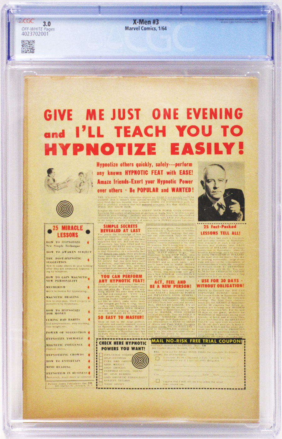 X-Men Vol 1 #3 Cover C CGC 3.0