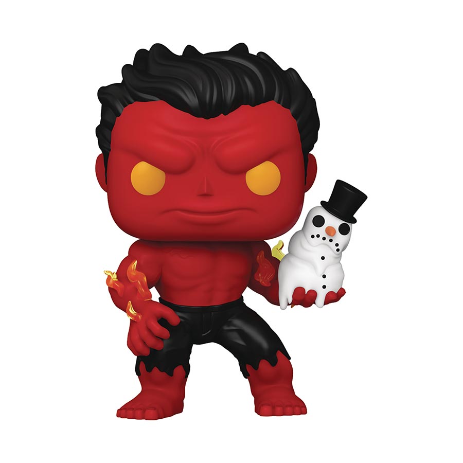 POP Marvel Holiday Red Hulk With Snowman Vinyl Bobble Head