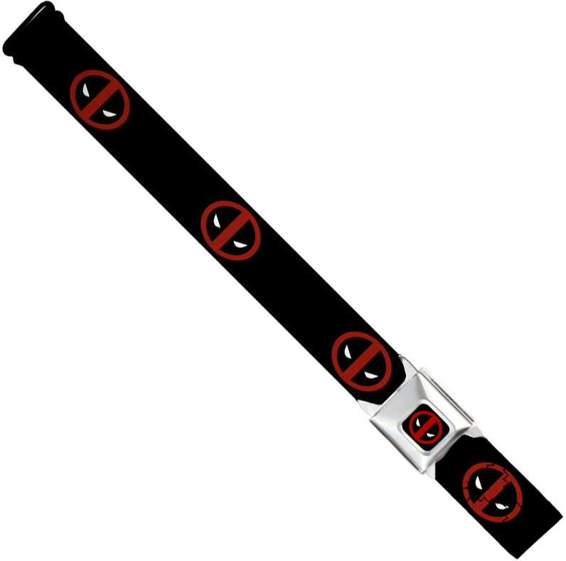 Marvel Comics Seatbelt-Style Belt 24-38 Inches - Deadpool Logo Red On Black