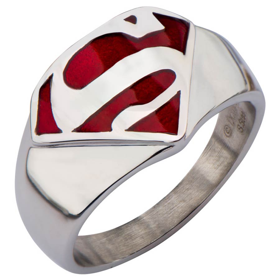 DC Comics Stainless Steel And Enamel Inlay Signet Ring - Superman Red ...