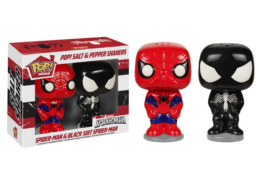 POP Home Marvel Comics Spider-Man And Black Suit Spider-Man Salt And ...