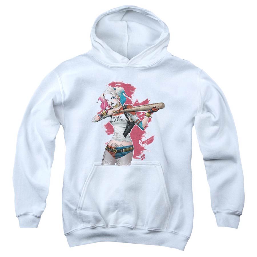 Suicide Squad Movie Bat Aim Youth White Pull Over Hoodie X-Large