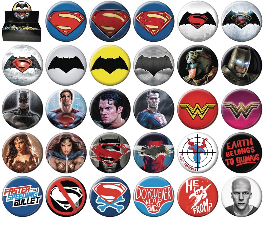 Batman v Superman Dawn Of Justice Button 144-Piece Assortment Case