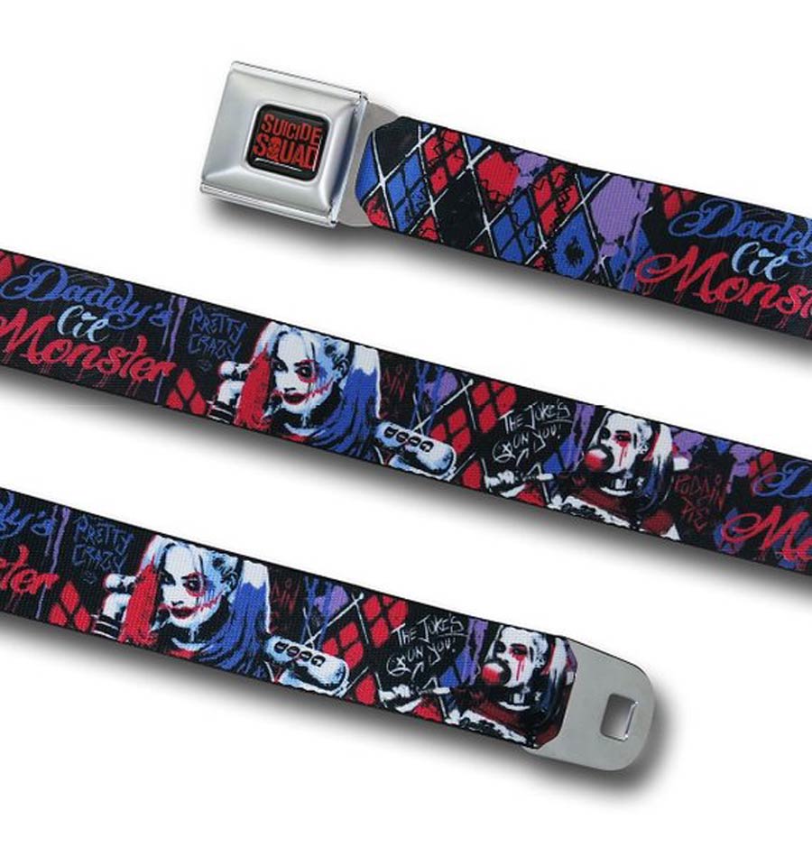 DC Comics Seatbelt-Style Belt 24-38 Inches - Suicide Squad Movie Harley ...