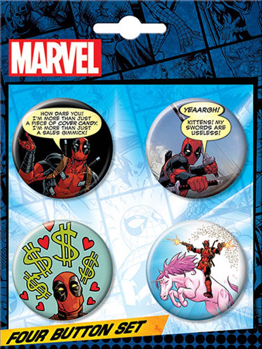 Marvel Comics Deadpool 2018 Carded 4-Button Set (86574BT4)