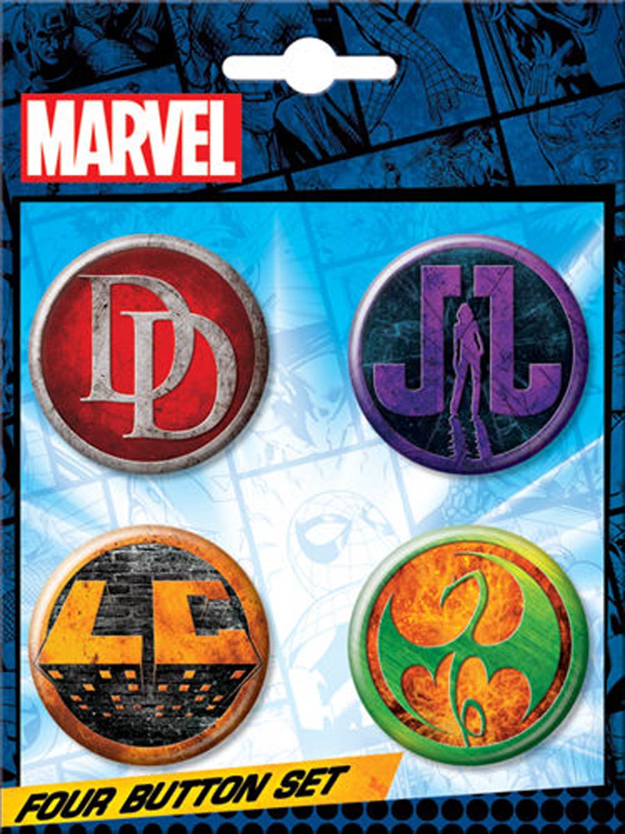 Marvel Comics TV Logos Carded 4-Button Set (86268BT4)