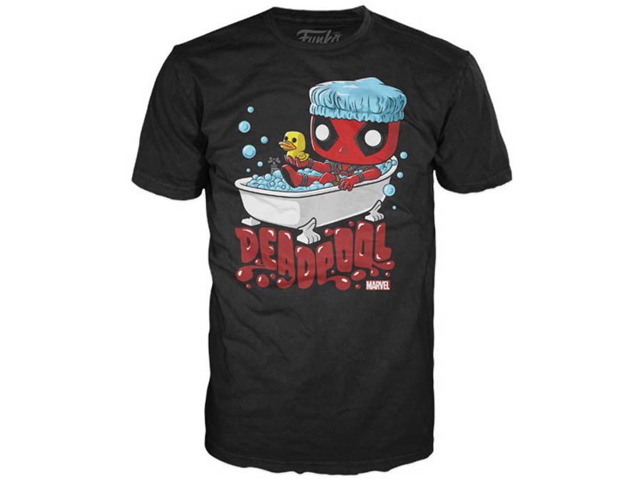 POP Tees Marvel Deadpool Bubble Bath T-Shirt Large