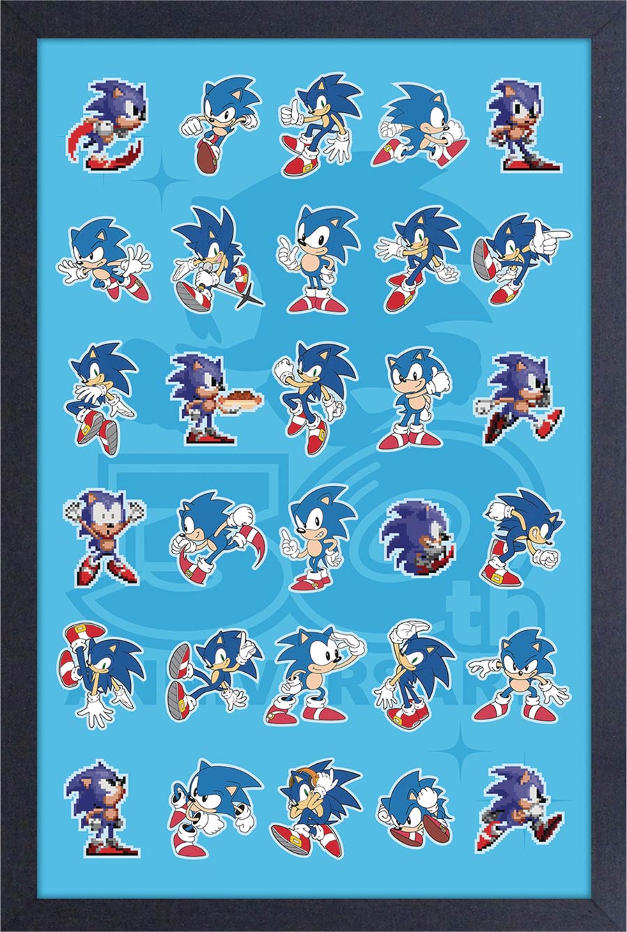 Sonic The Hedgehog 30th Anniversary 11x17 Framed Print - Sonic Through ...