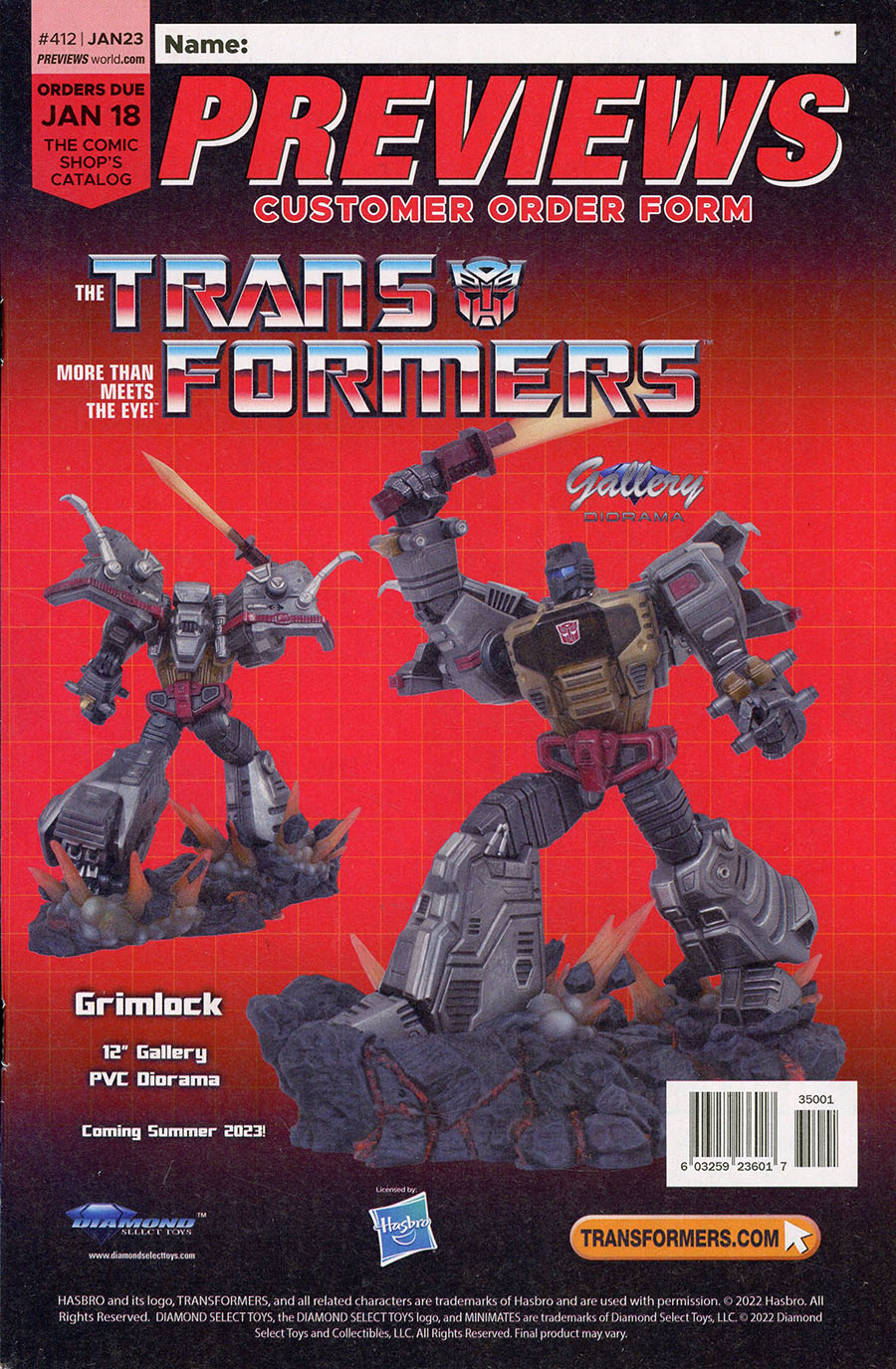 Previews Customer Order Form #412 January 2023