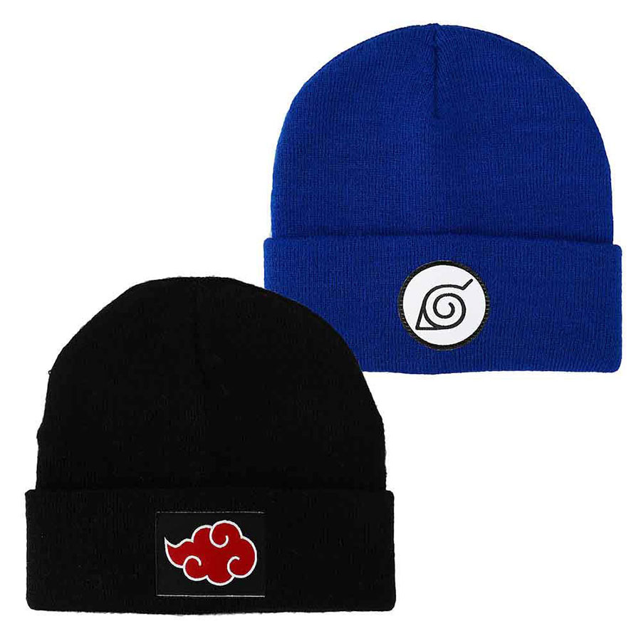 Naruto Hidden Leaf Village & Akatsuki Combo Cuff Beanies